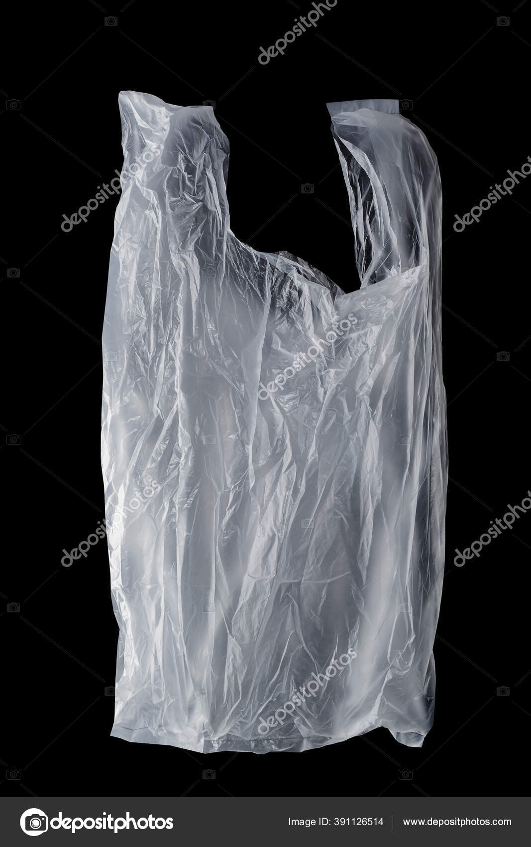 Crumpled Single Use Plastic Bag Black Background Polyethylene Plastic ...