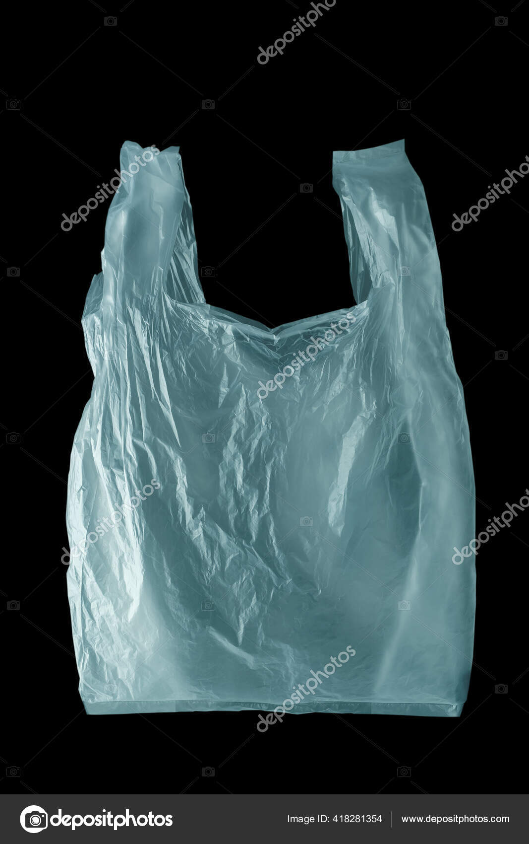 Crumpled Single Use Plastic Bag Black Background Polyethylene Plastic ...