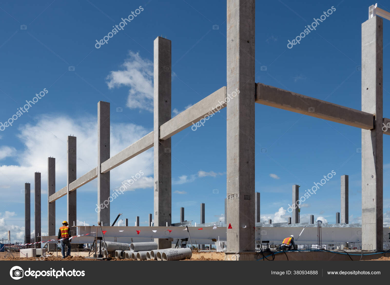 Precast Concrete Precast Column Construction Site Stock Photo by ...