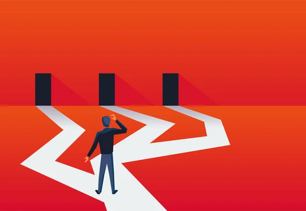 Person Thinking Important Choice Crossroads Signpost Character Abstract ...