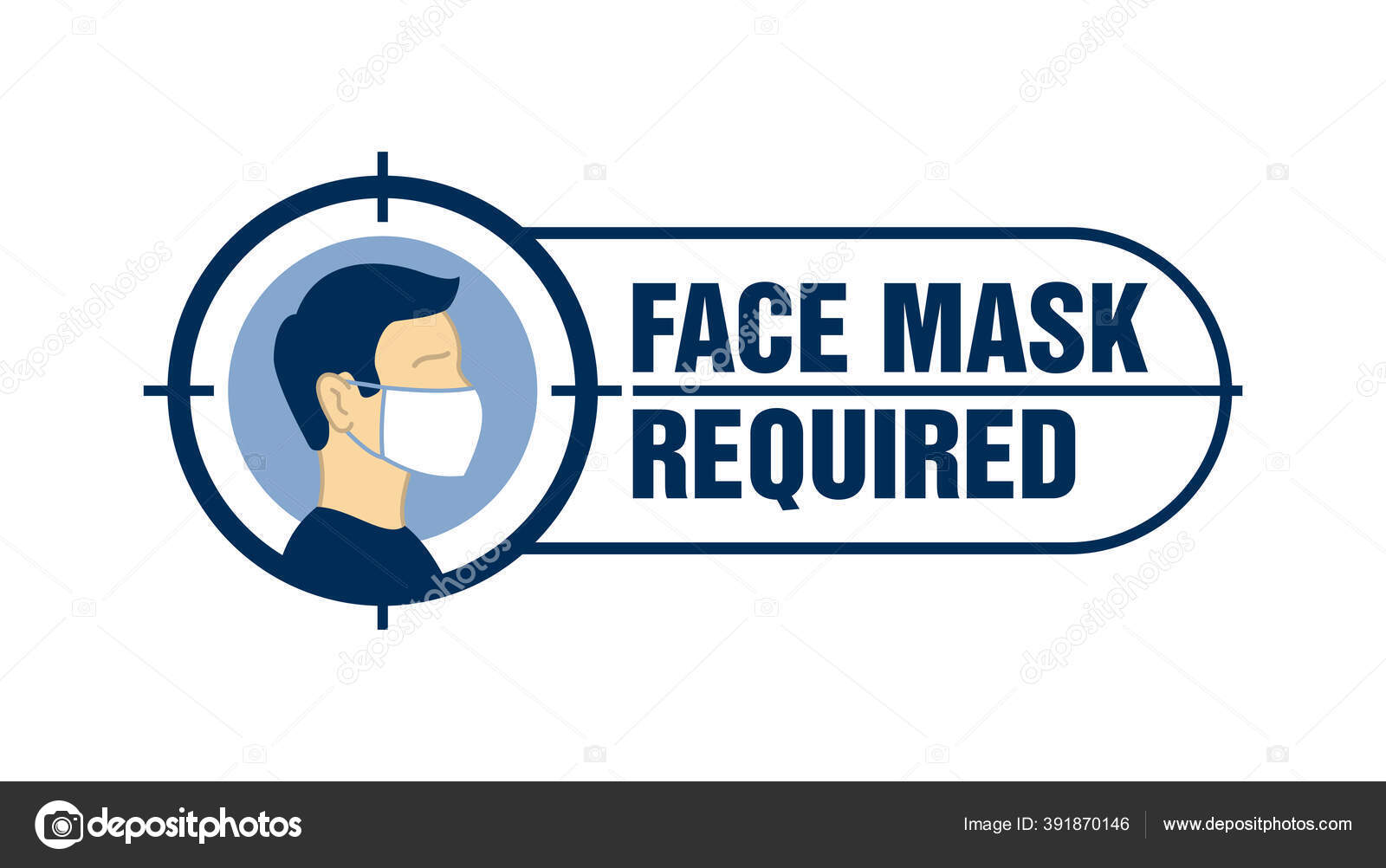 Mask required prevention sign with target Stock Vector Image by ...