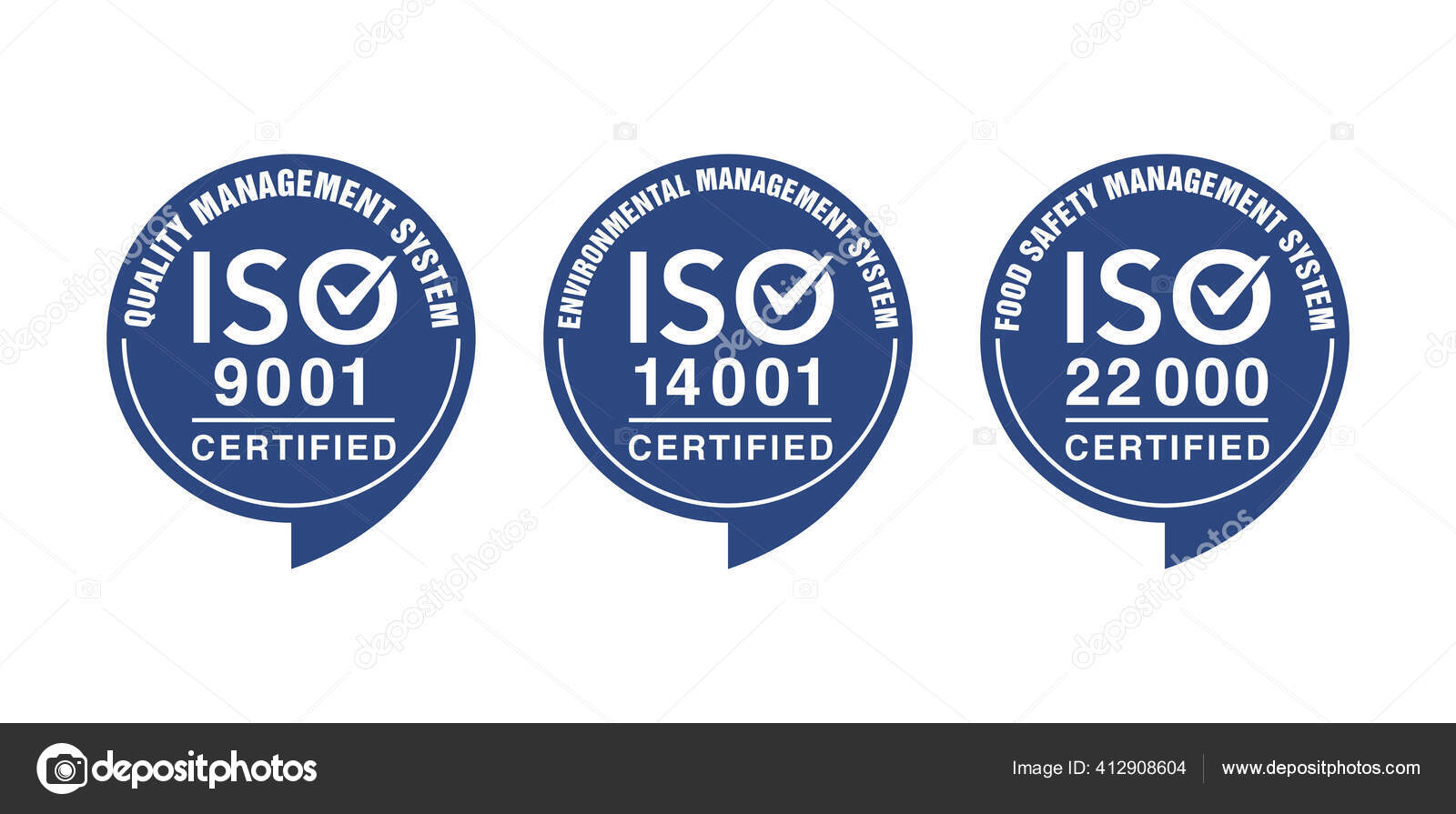 ISO 9001, 14001 and 22000 certified stamps Stock Vector Image by ©Dmitrynew83 #412908604