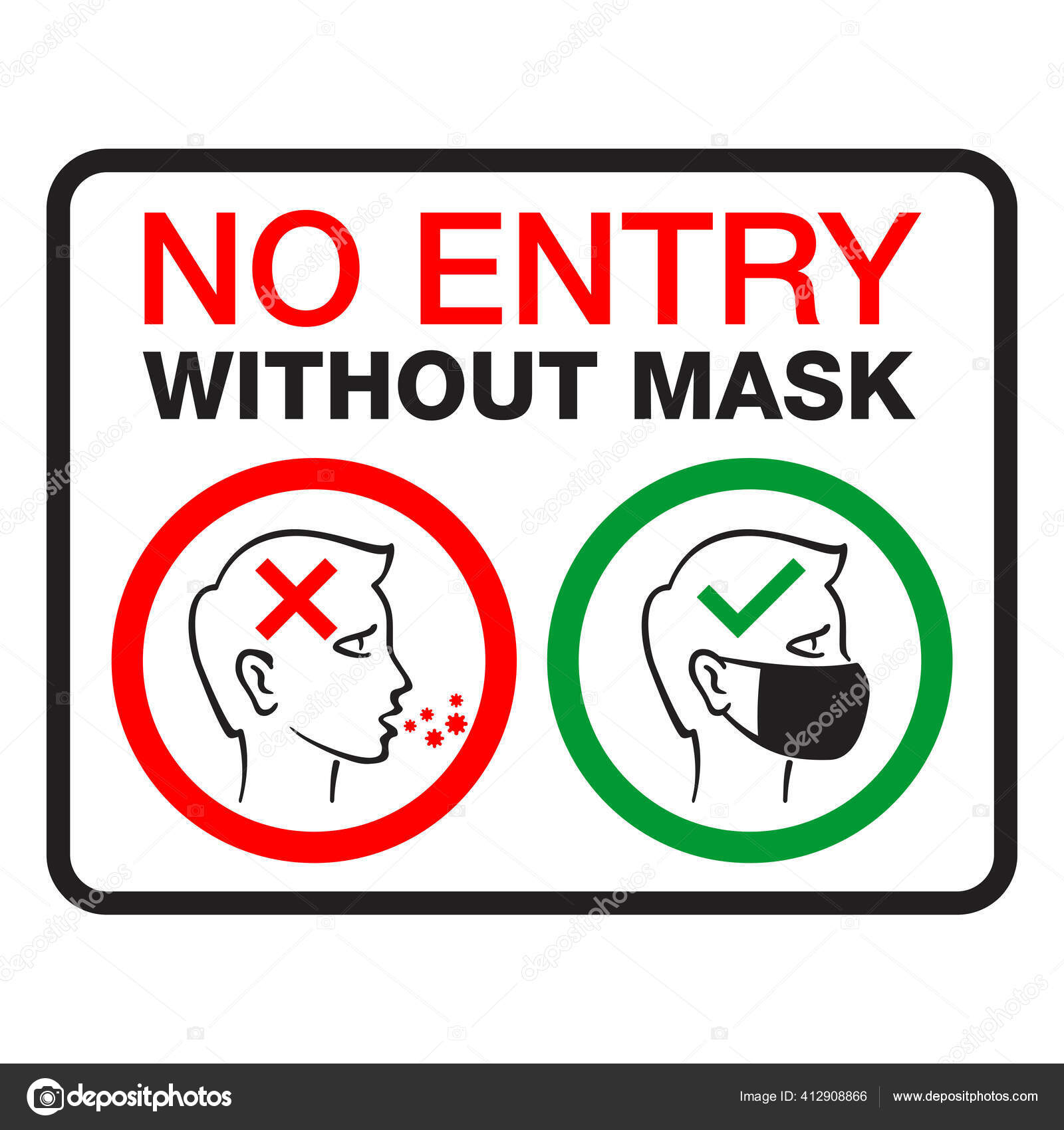 No entry without face mask - no coughing Stock Vector Image by ...
