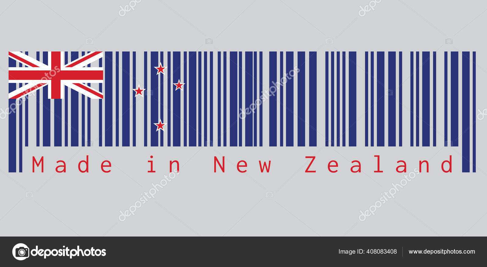 Barcode Set Color New Zealand Flag Blue Ensign Southern Cross Stock ...