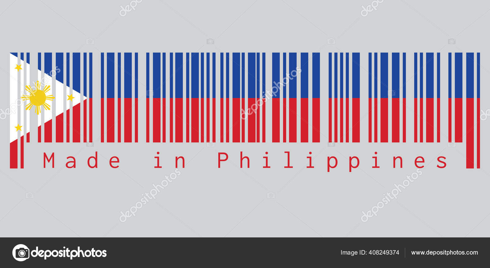 Barcode Set Color Philippines Flag Horizontal Blue Red White ...