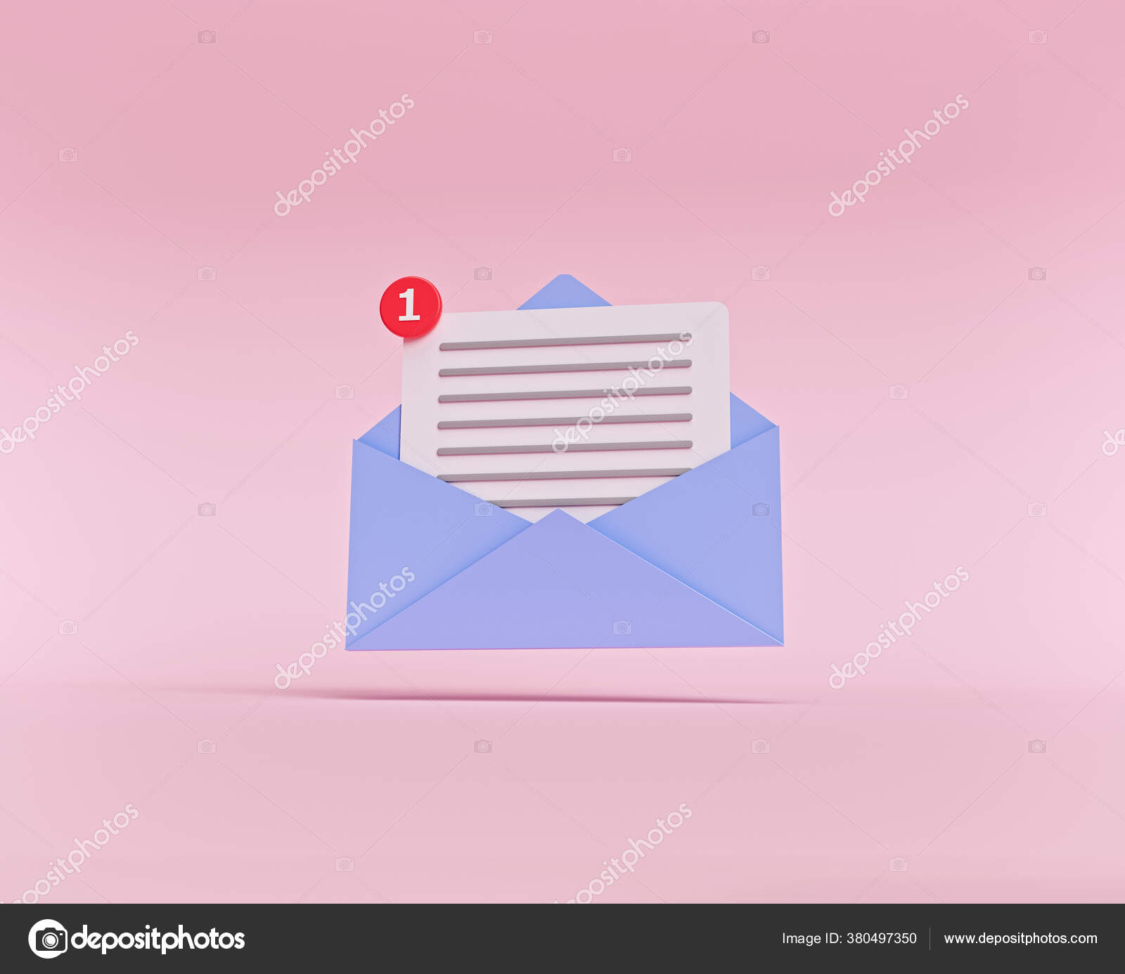Envelope Letter Isolated Pastel Pink Background Newsletter Email ...