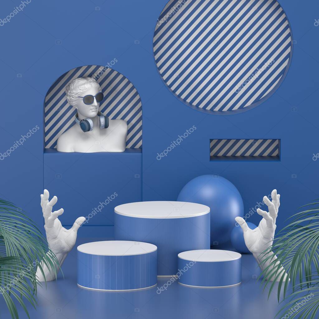 3D render. Fondo abstracto mínimo. maqueta en blanco, pared vacía ...