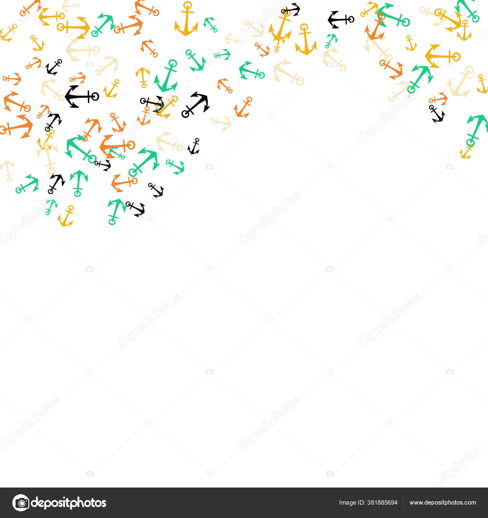 Pretty Summer Background Anchors Anchor Cartoon Free Style Pattern Art ...