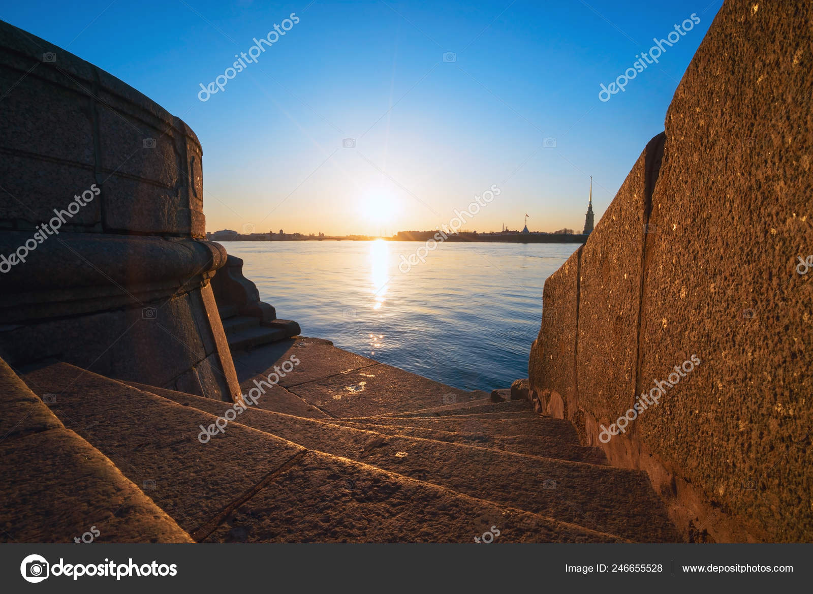 Descent Neva Granite Parapet Pier View Peter Paul Fortress Petersburg ...