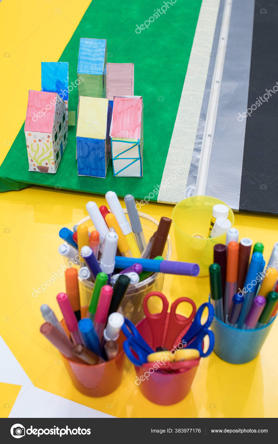 Stationery Materials Activities Children Straws Felt Tip Pens Scissors ...