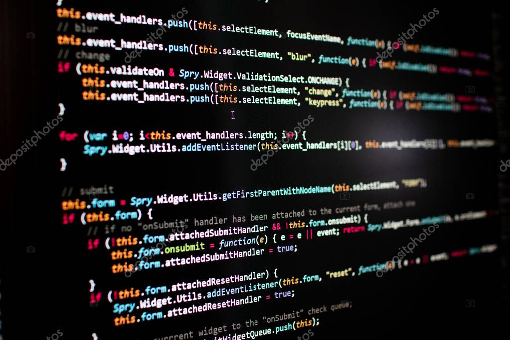 javascript líneas de código en una biblioteca para la aplicación del sitio web. Lenguaje script ...