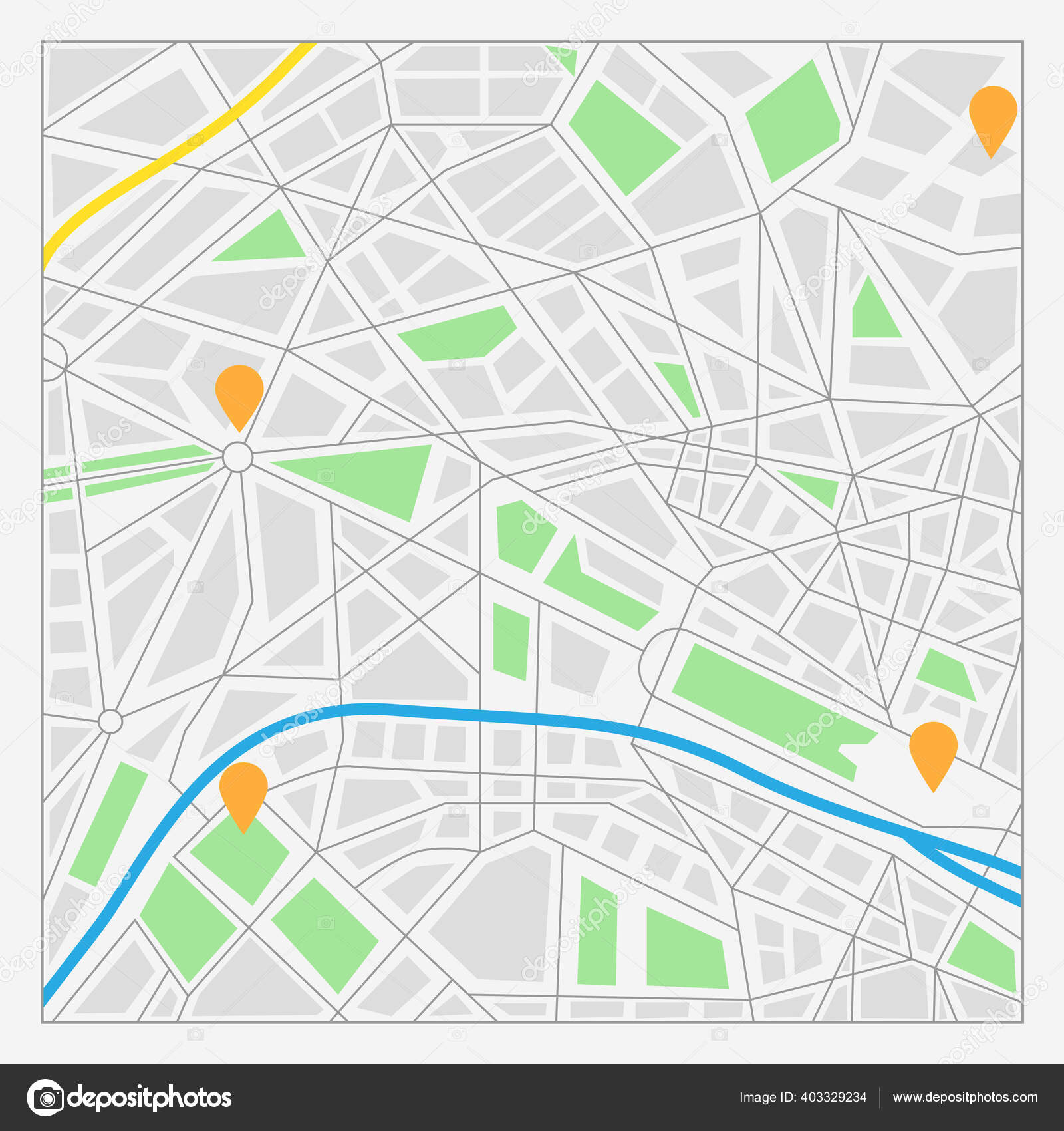 Gray City Street Map Icon Concept European Type Urban Place Stock ...