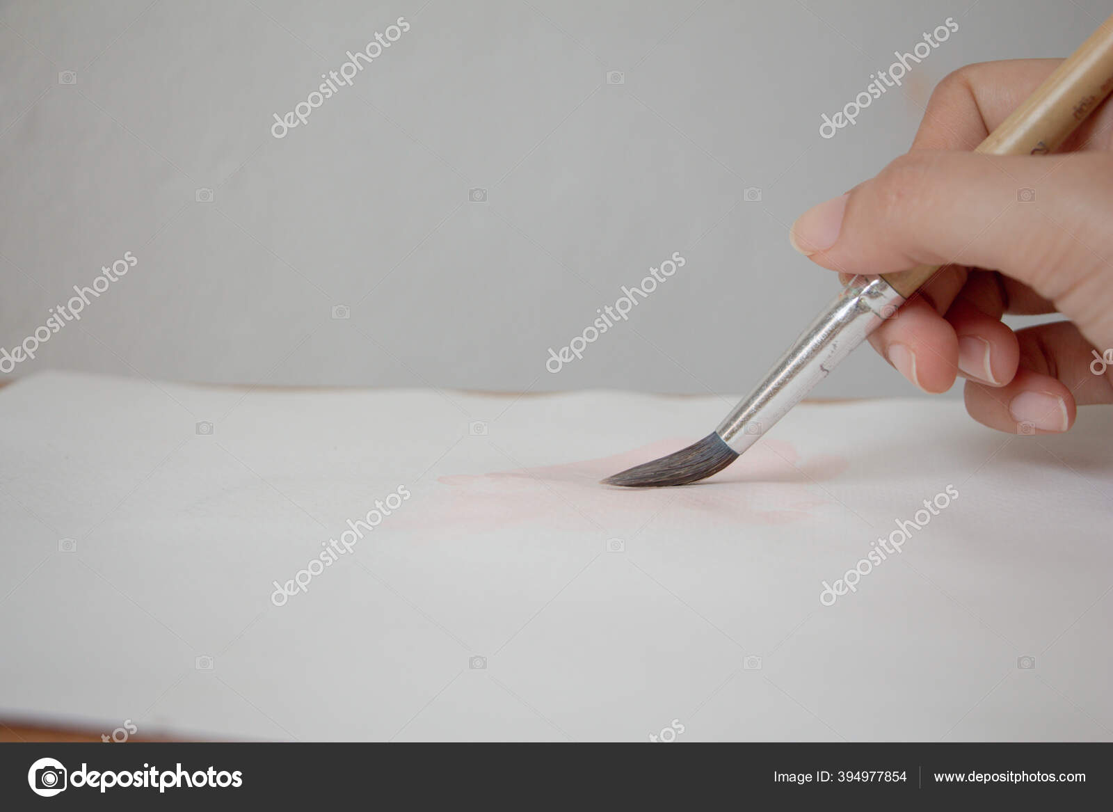 Hand Holding Paint Brush Paper Artist Paints Picture — Stock Photo © Ja ...