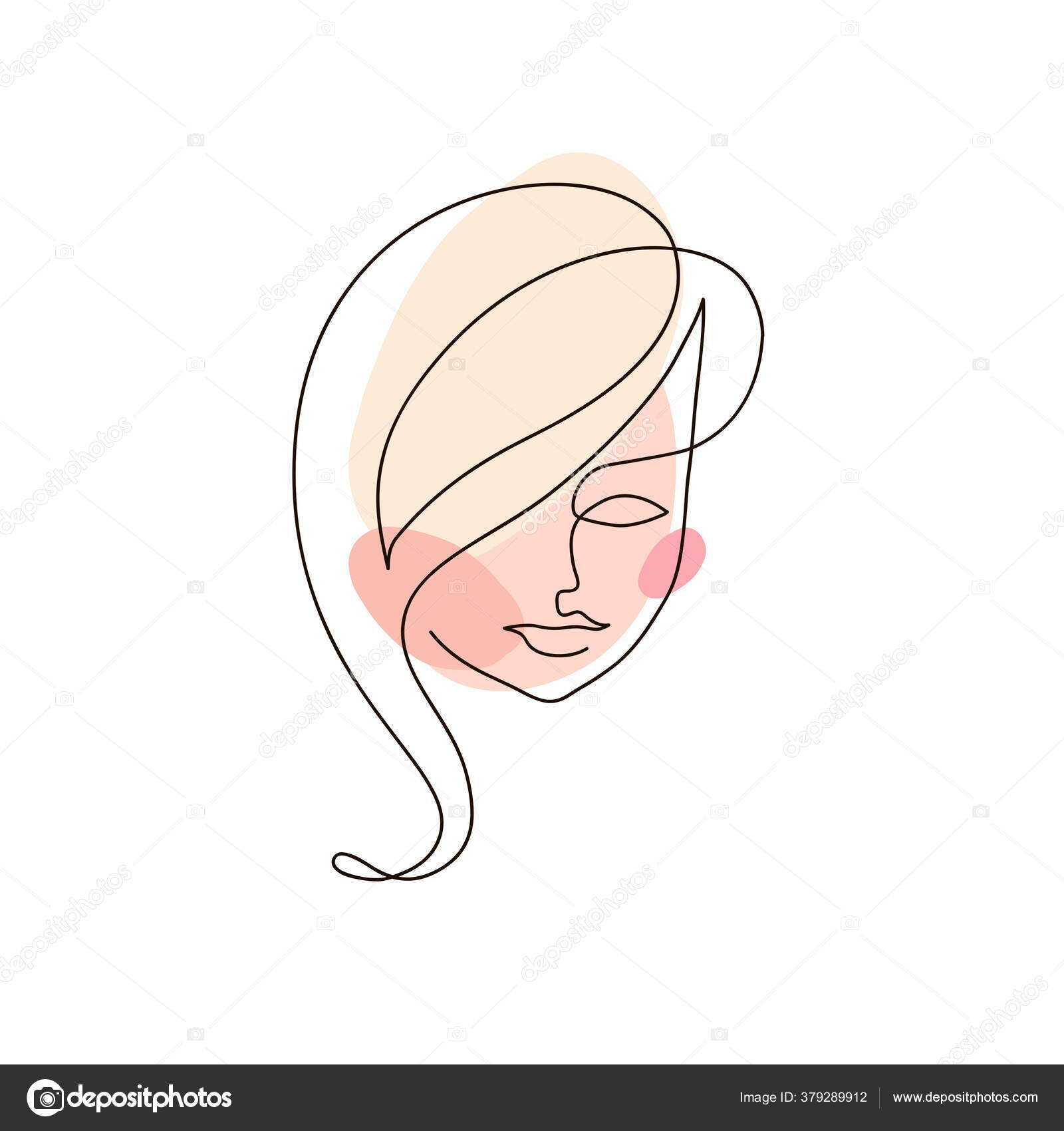 Cara Abstracta Dibujo Una Línea Portret Estilo Minimalista Vector de ...