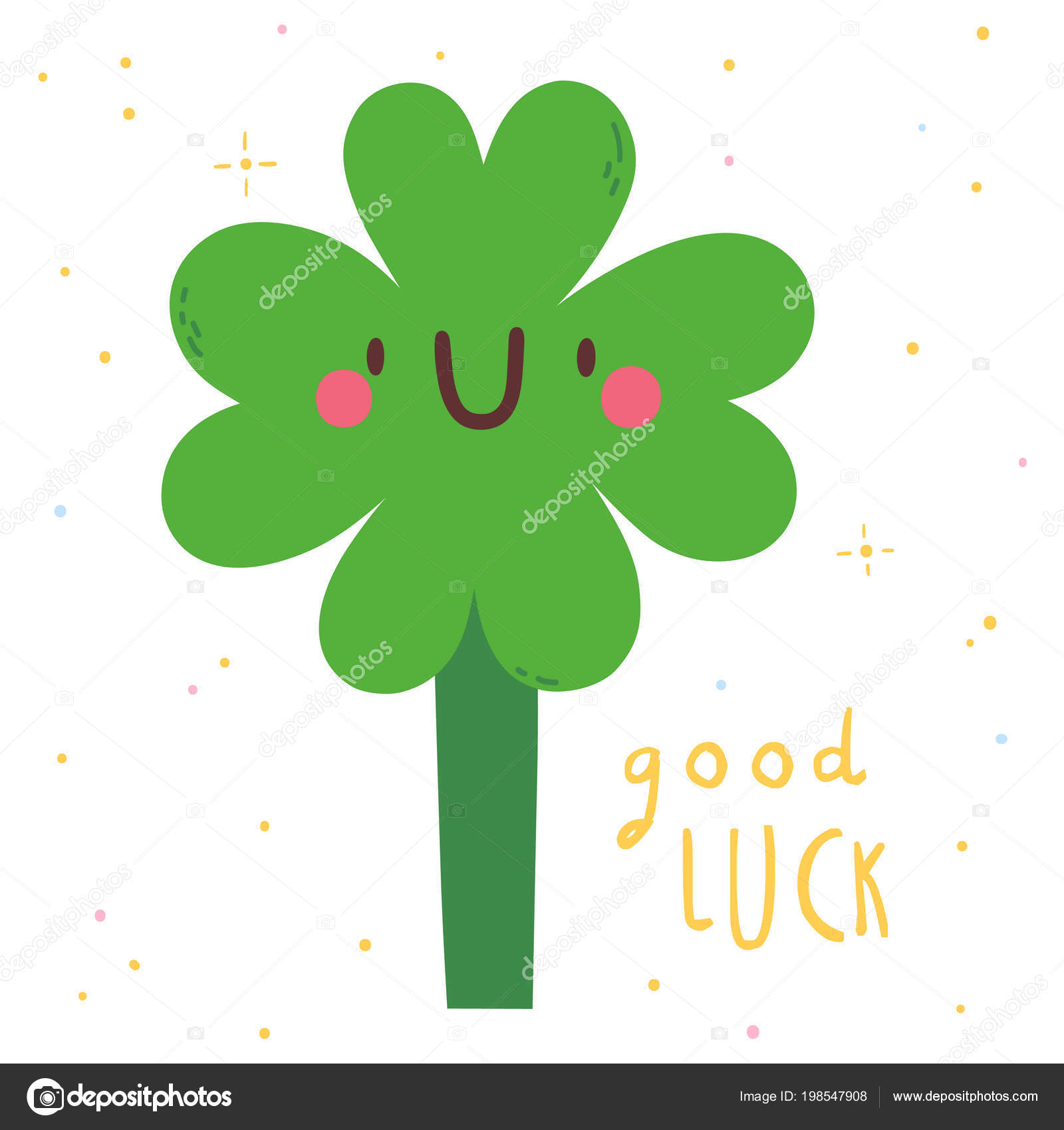 Super Linda Ilustración Con Trébol Sonriente Fondo Buena Suerte Stock ...