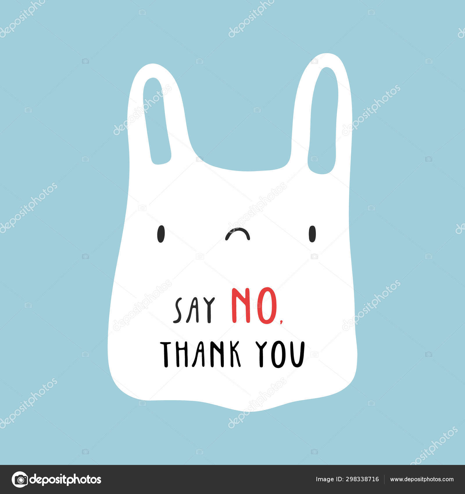 Say Thank You Vector Illustration Cute Sad Plastic Bag Character — Free ...
