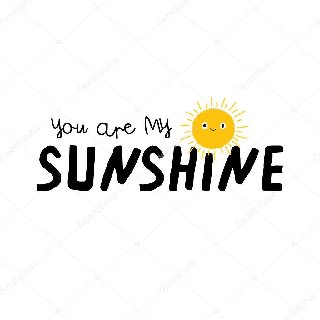 Tú eres mi sol - linda ilustración vectorial. Happy Sun - tarjeta ...