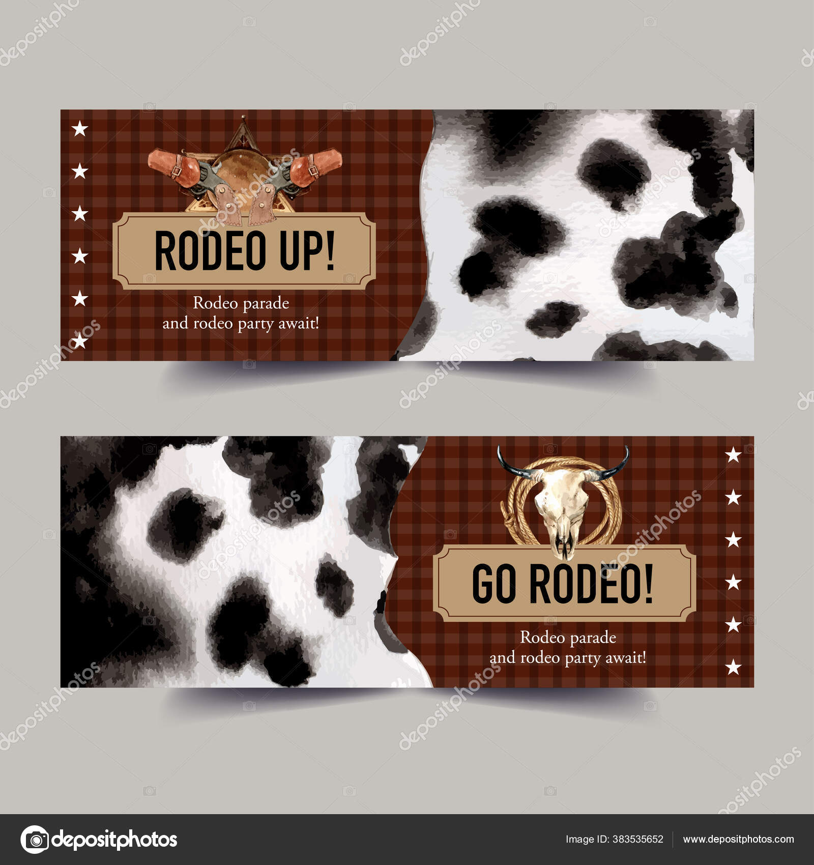 Stylish Cowboy Banners Template Design Text Vector Illustration Stock ...