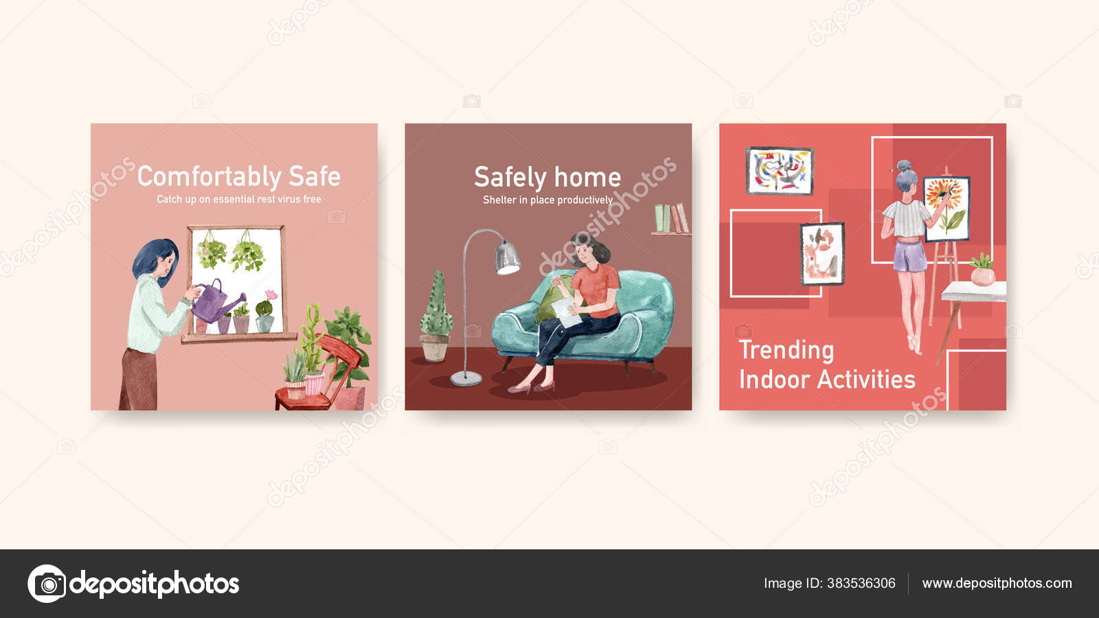 Stylish Stay Home Template Design Text Vector Illustration Stock Vector ...