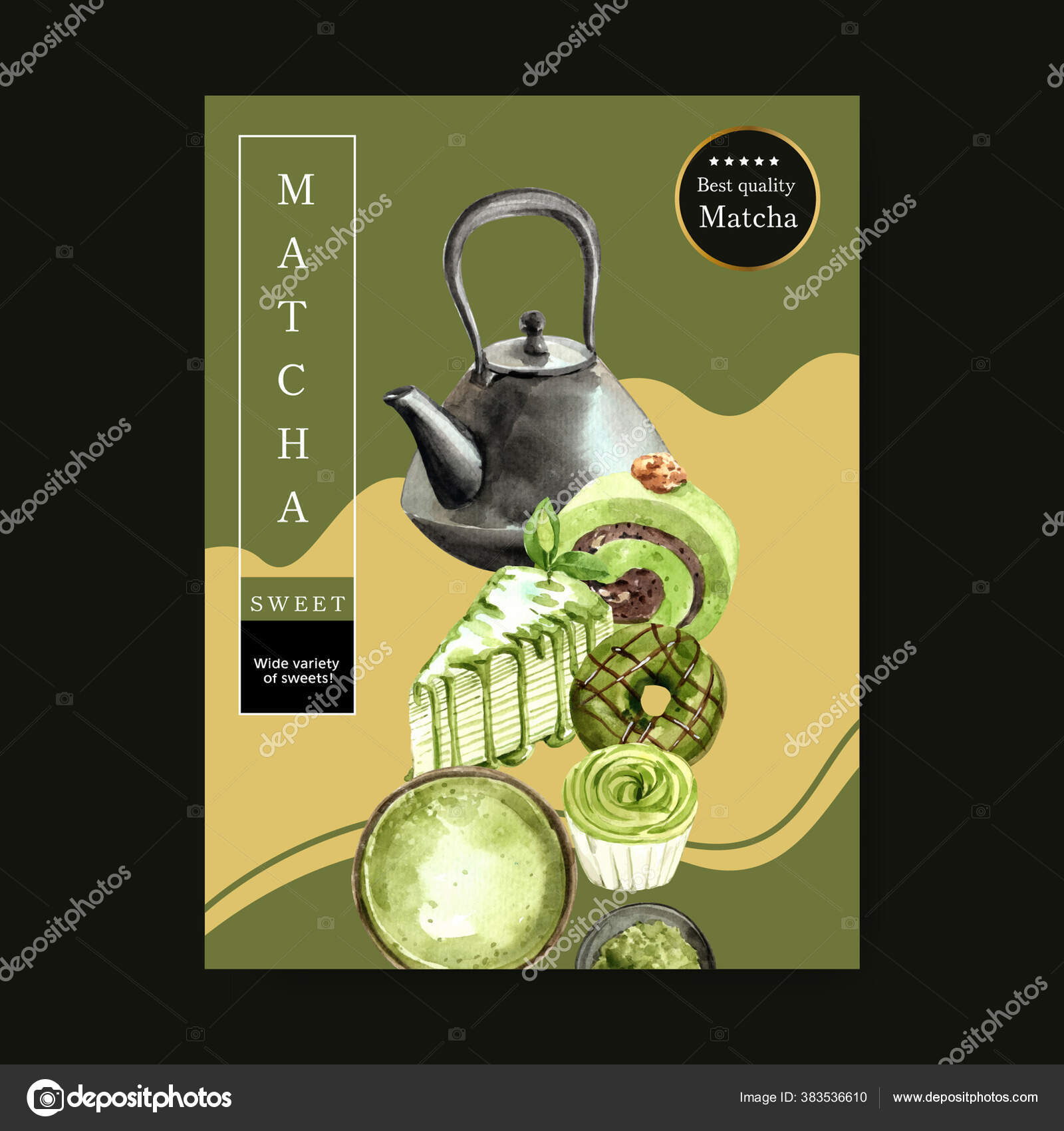 Stylish Matcha Sweet Poster Template Design Text Vector Illustration ...