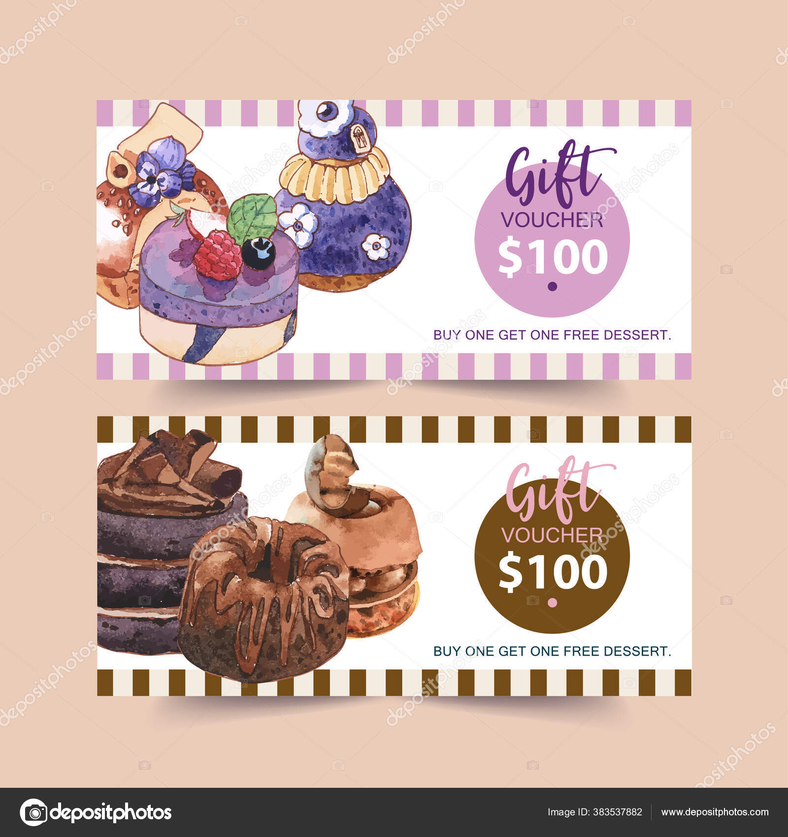 Stylish Dessert Voucher Template Design Text Vector Illustration Stock ...