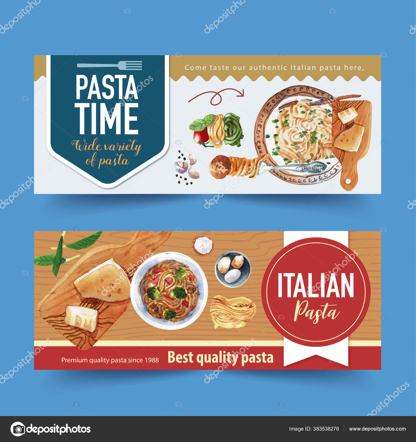 Stylish Pasta Banners Template Design Text Vector Illustration Stock ...
