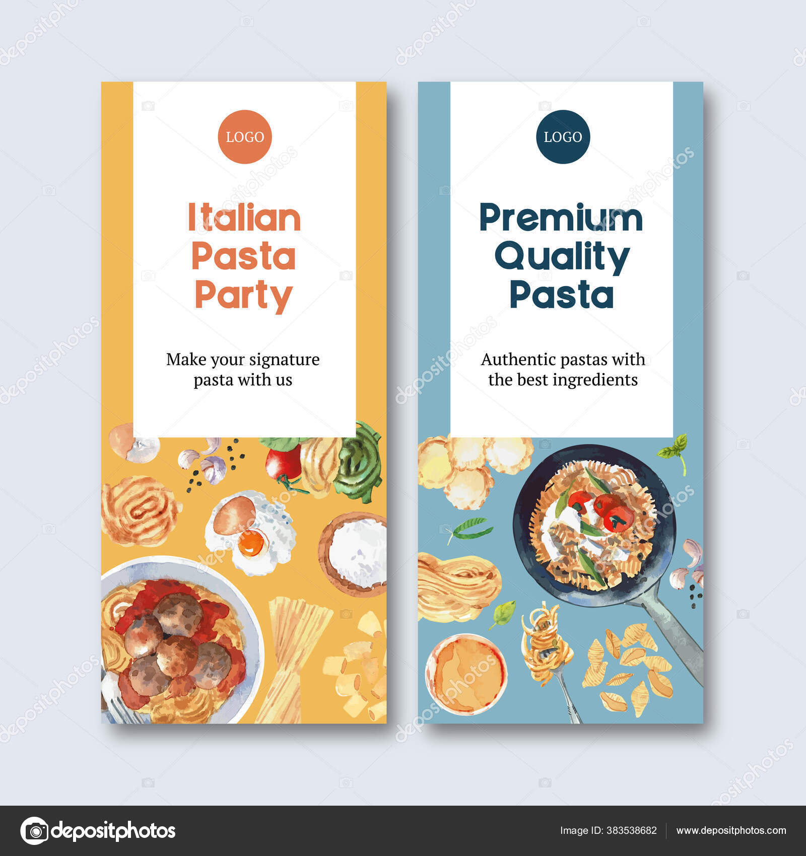 Stylish Pasta Flyers Template Design Text Vector Illustration Stock ...