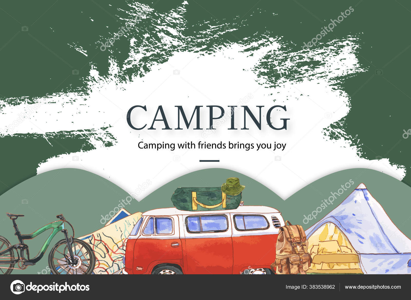 Stylish Camping Frame Template Design Text Vector Illustration Stock ...