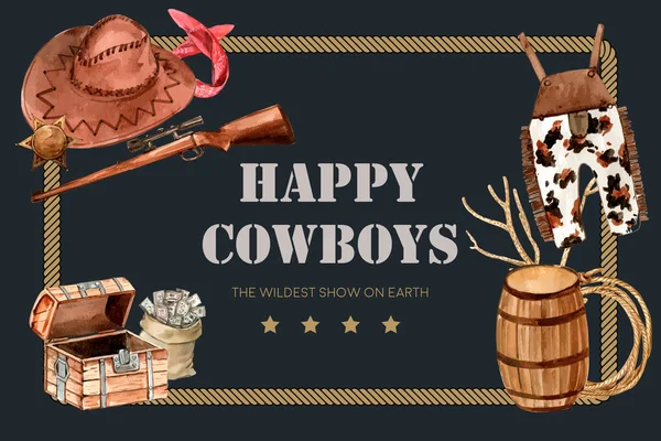 Stylish Cowboy Frame Template Design Text Vector Illustration Stock ...