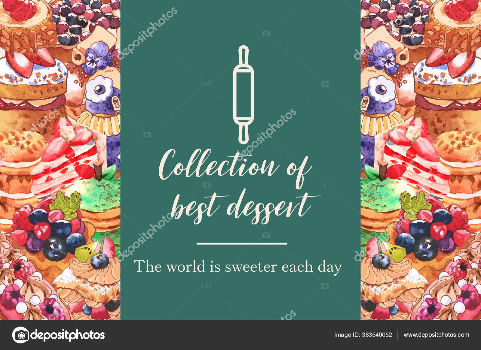 Elegante Diseño Plantilla Marco Postre Con Texto Ilustración Vectorial ...