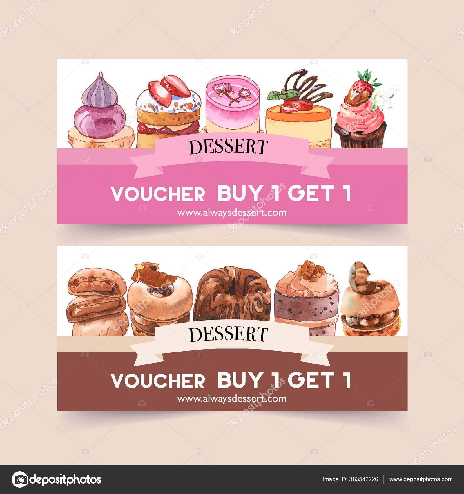 Stylish Dessert Voucher Template Design Text Vector Illustration Stock ...