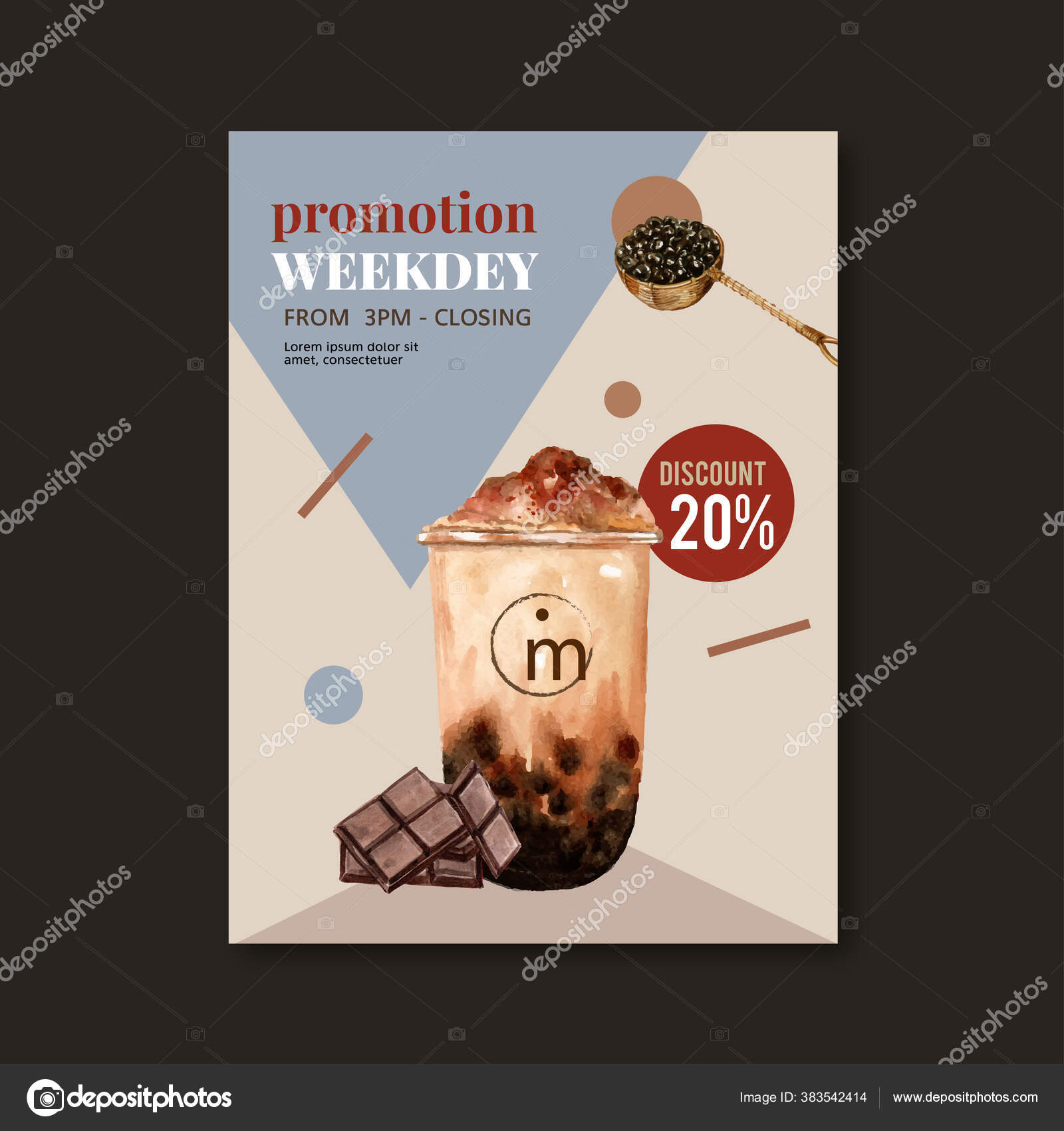 Stylish Milk Tea Poster Template Design Text Vector Illustration Stock ...