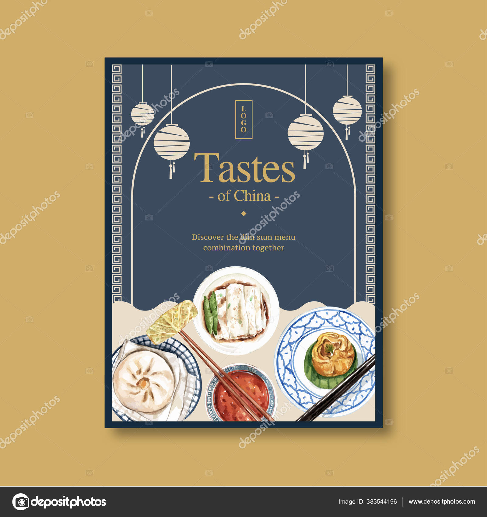 Stylish Dim Sum Poster Template Design Text Vector Illustration Stock ...