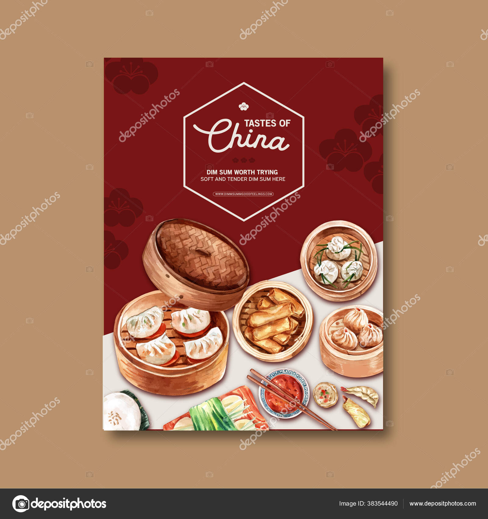 Diseño Plantilla Póster Dim Sum Elegante Con Texto Ilustración ...