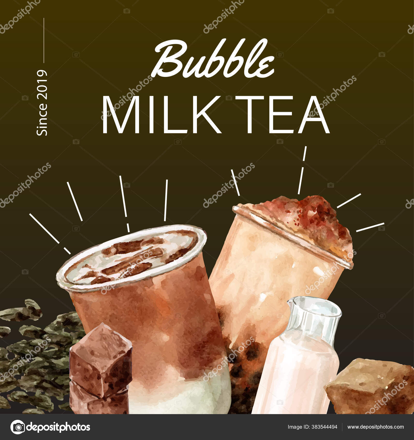 Stylish Milk Tea Poster Template Design Text Vector Illustration Stock ...