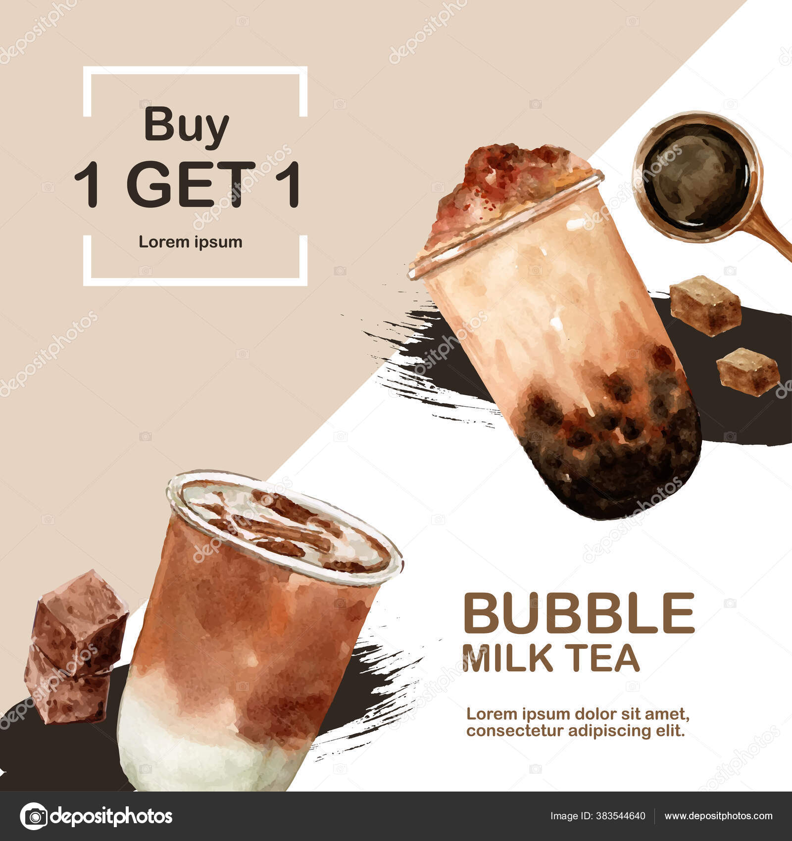Stylish Milk Tea Promotion Template Design Text Vector Illustration ...