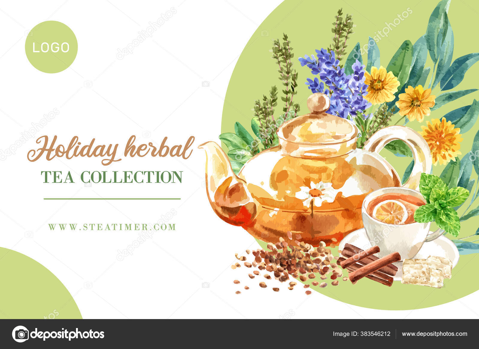 Stylish Herb Tea Frame Template Design Text Vector Illustration Stock ...
