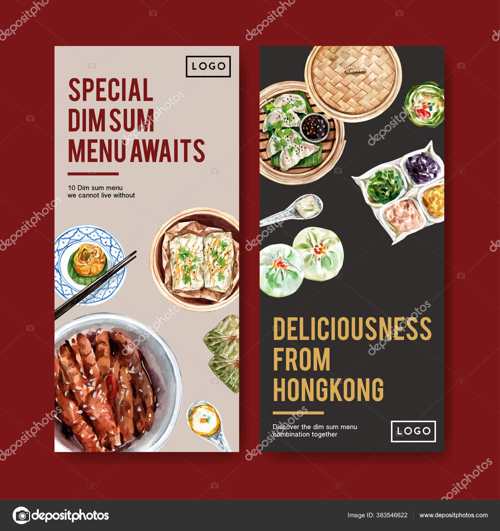 Stylish Dim Sum Flyers Template Design Text Vector Illustration Stock ...