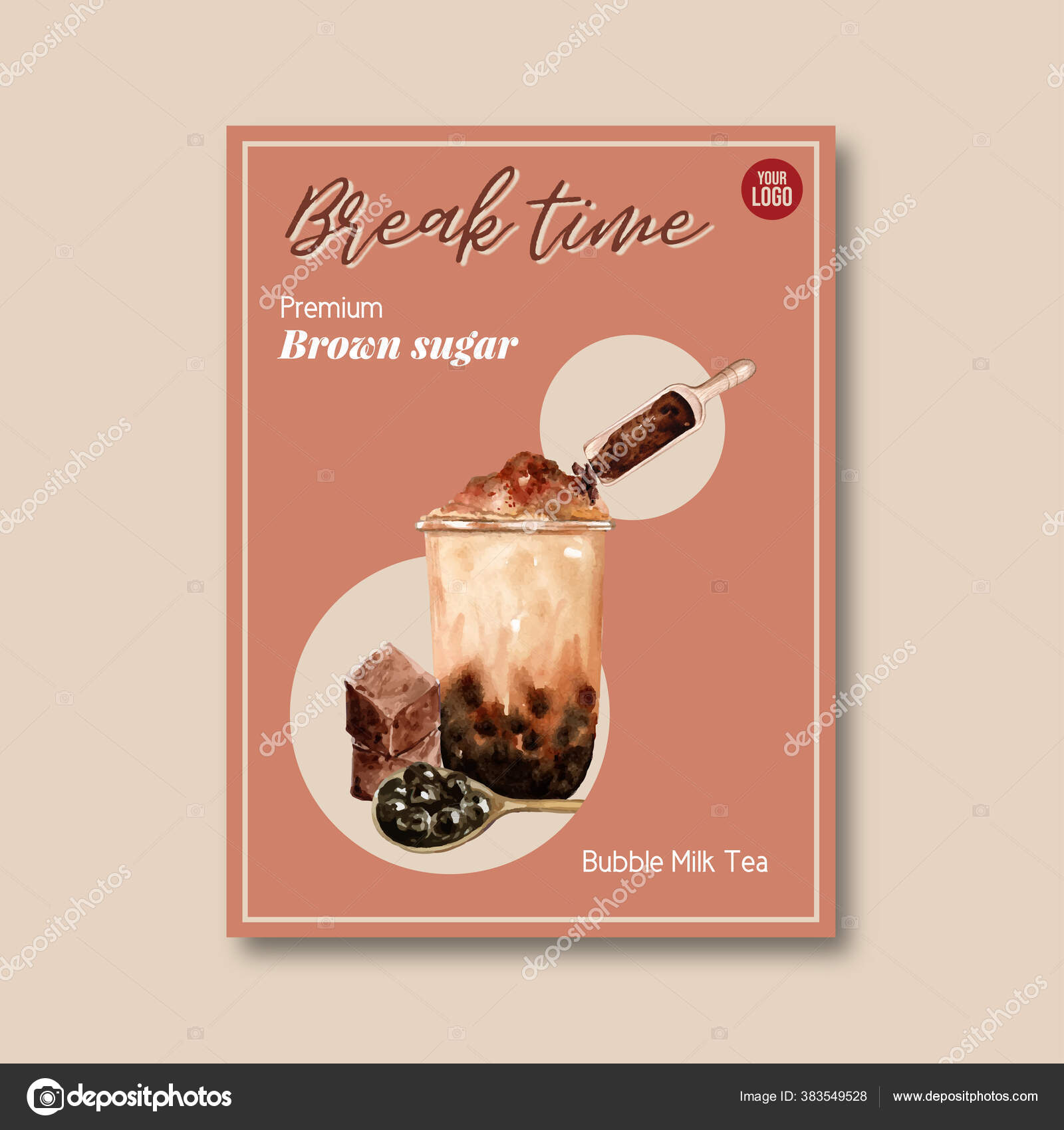 Stylish Milk Tea Poster Template Design Text Vector Illustration Stock ...