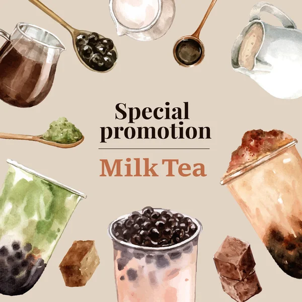 Stylish Milk Tea Menu Template Design Text Vector Illustration Stock ...
