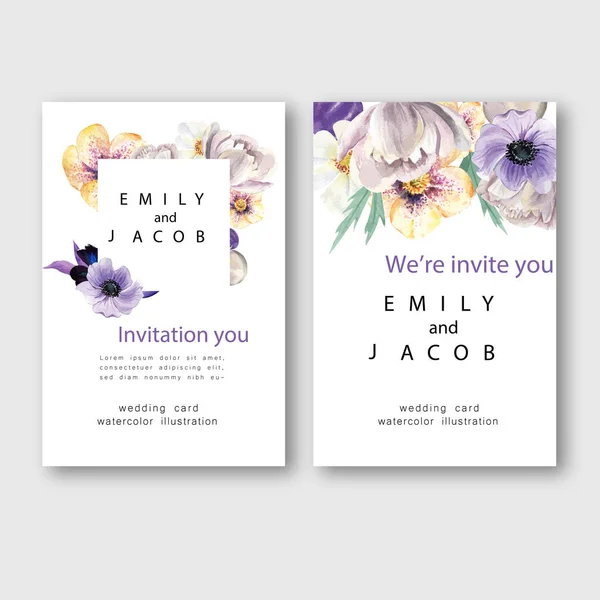 Stylish Cards Flowers Template Design Text Vector Illustration Stock ...