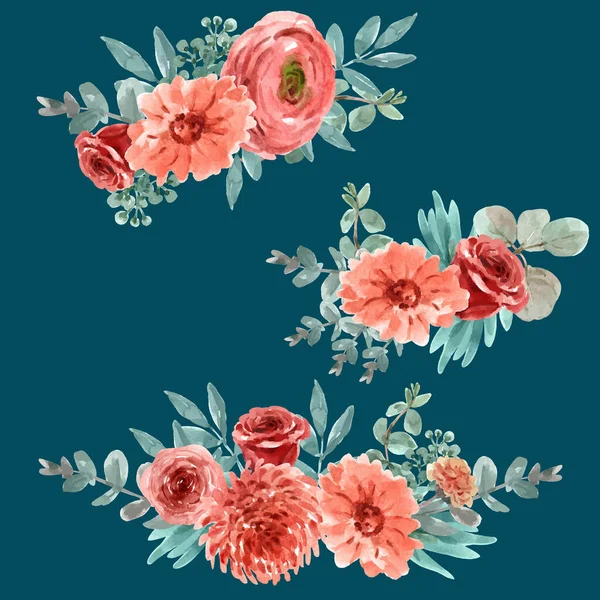 Stylish Watercolor Set Flowers Template Design Text Vector Illustration ...