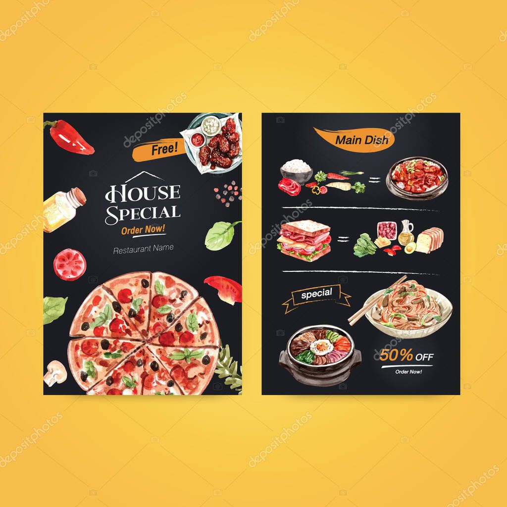 menú elegante con varios diseños de plantillas de alimentos con texto ...