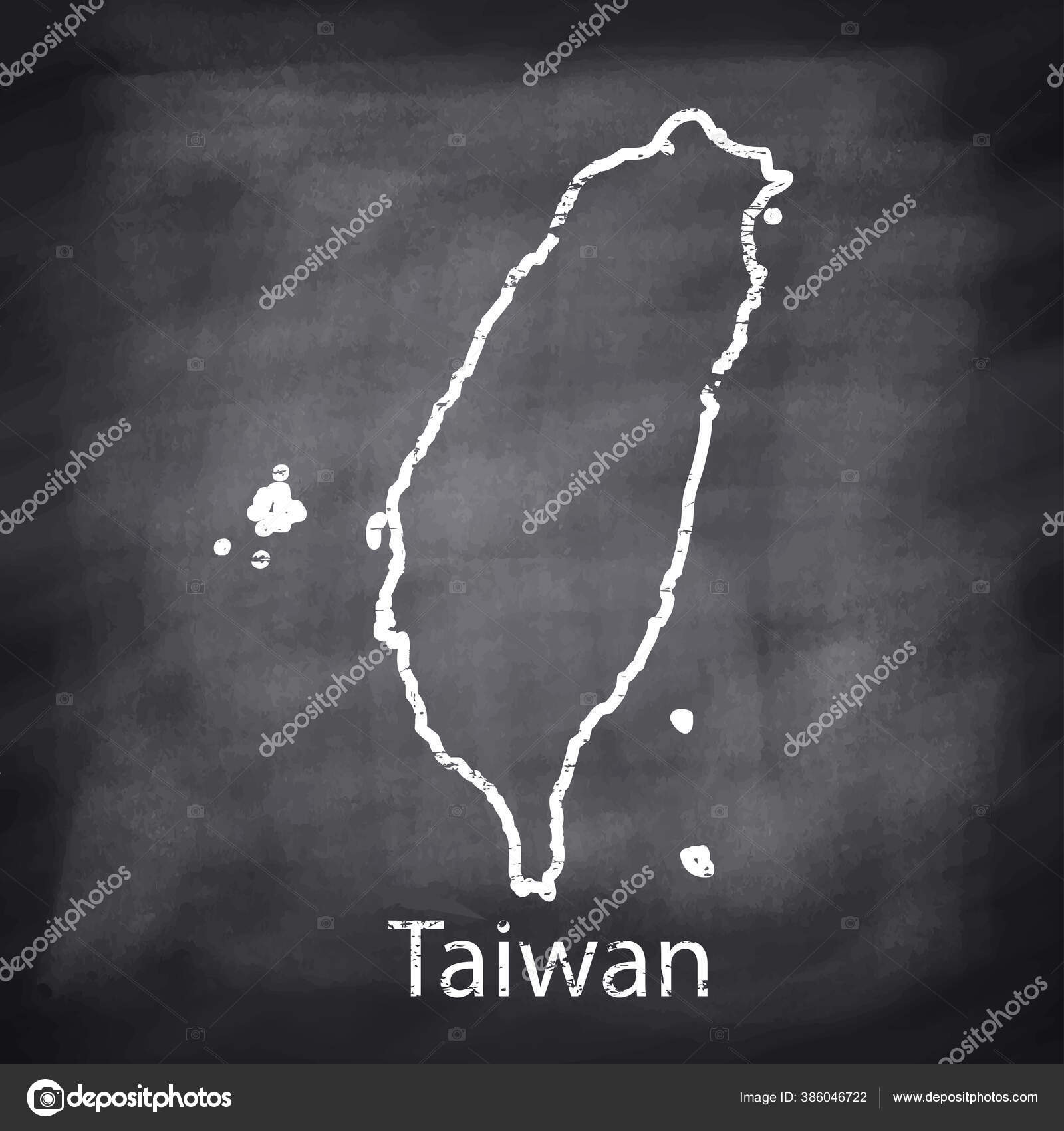 White Outline Map Dark Background Stock Vector Image by ...