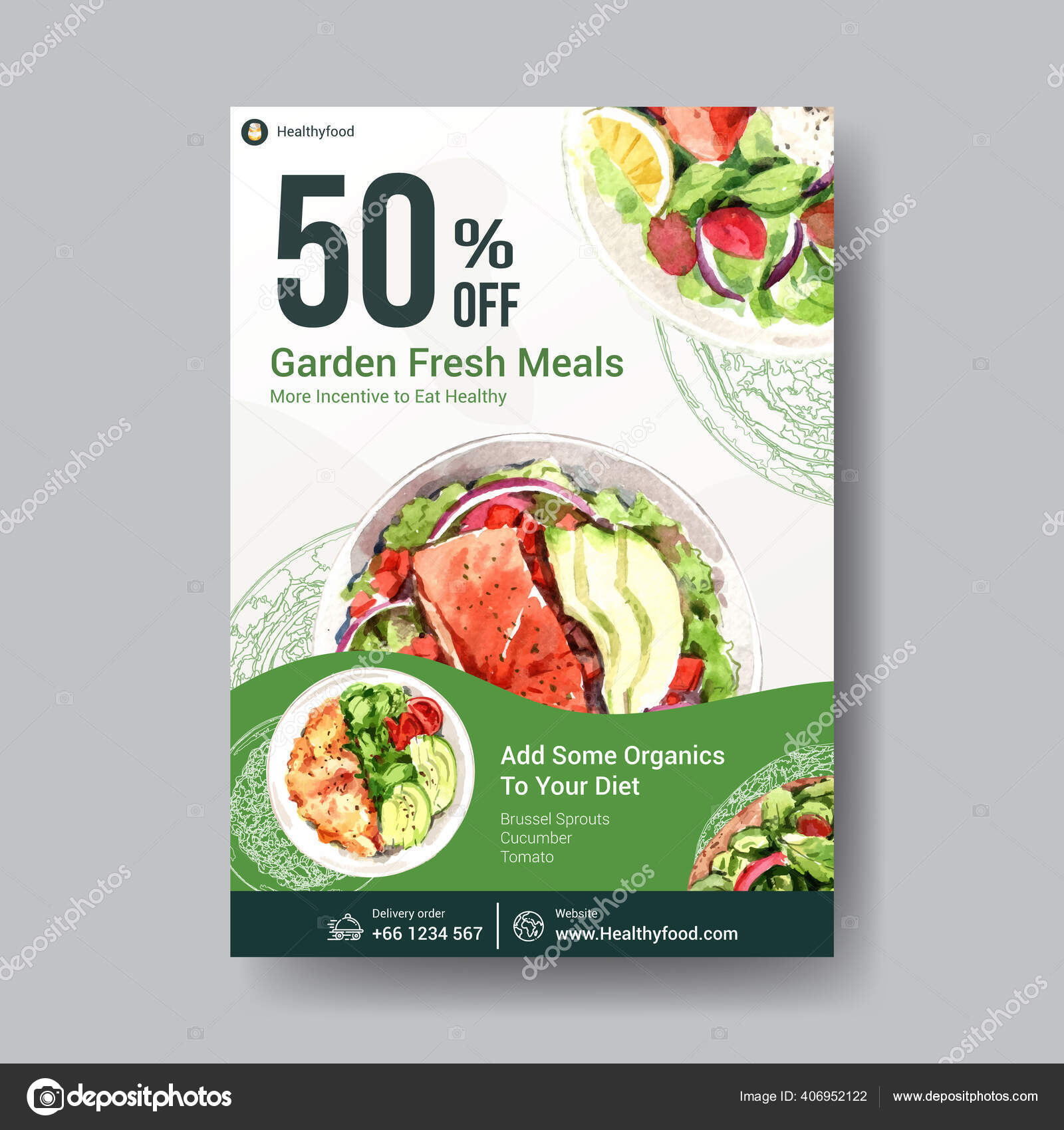 Poster Template Healthy Organic Food Design Banner Brochure Leaflet ...