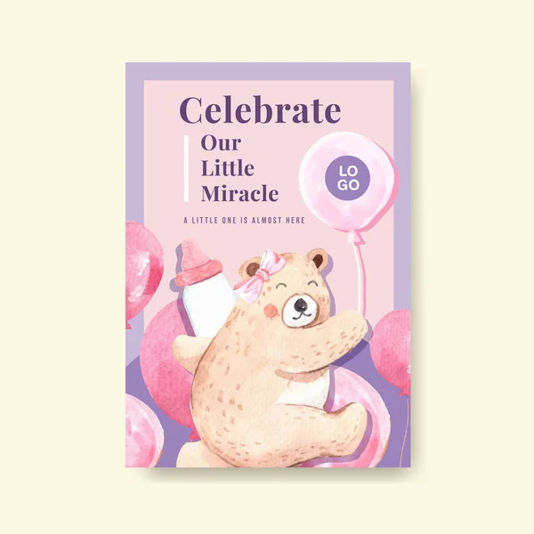 Ads Template Baby Shower Design Concept Advertise Brochure Watercolor ...