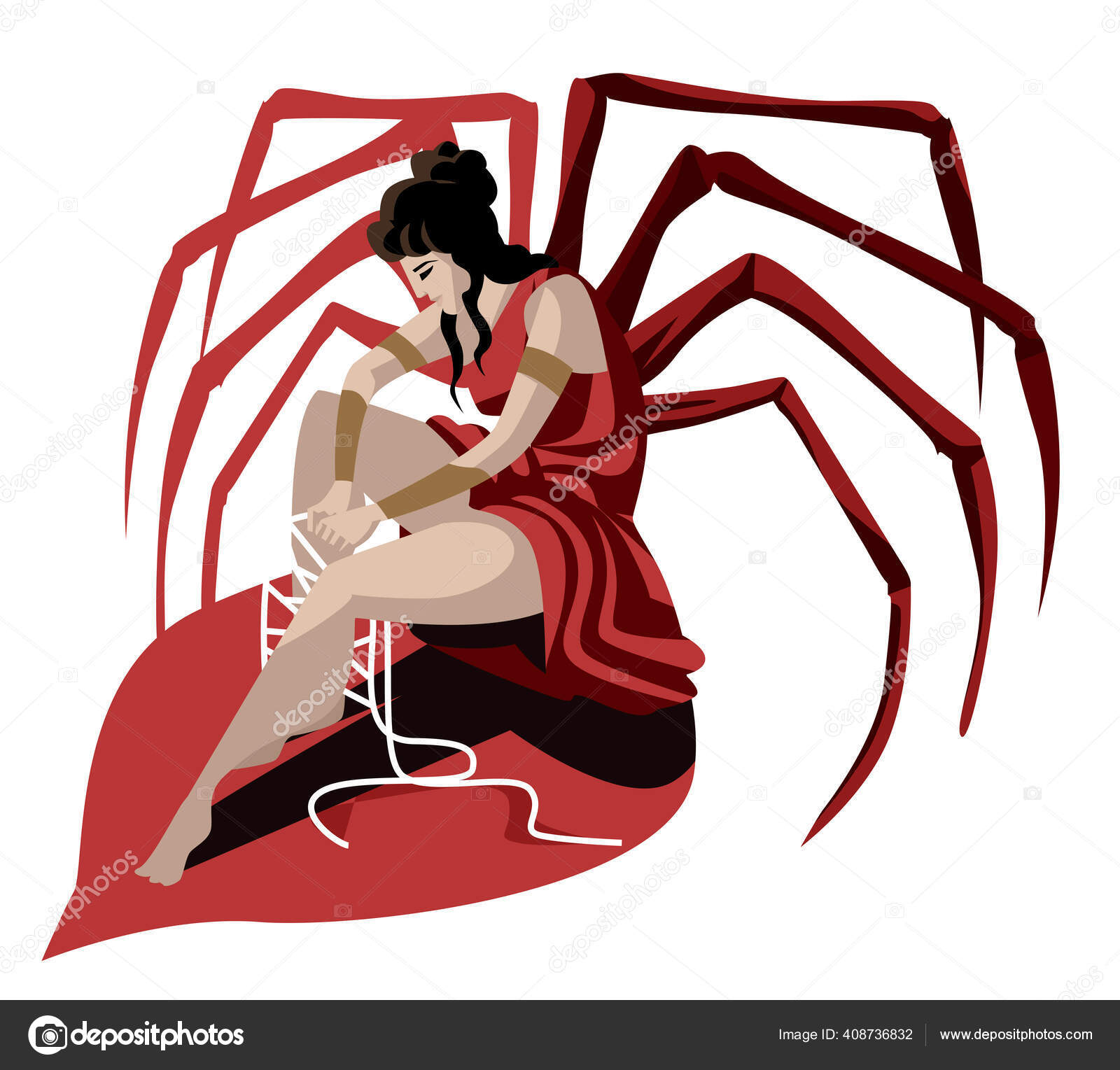 Mitología Griega Mujer Arachne Con Patas Araña Vector de stock #408736832 de ©matintheworld