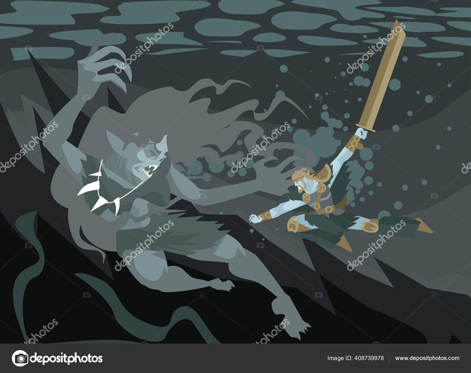 Beowulf And Grendel Battle