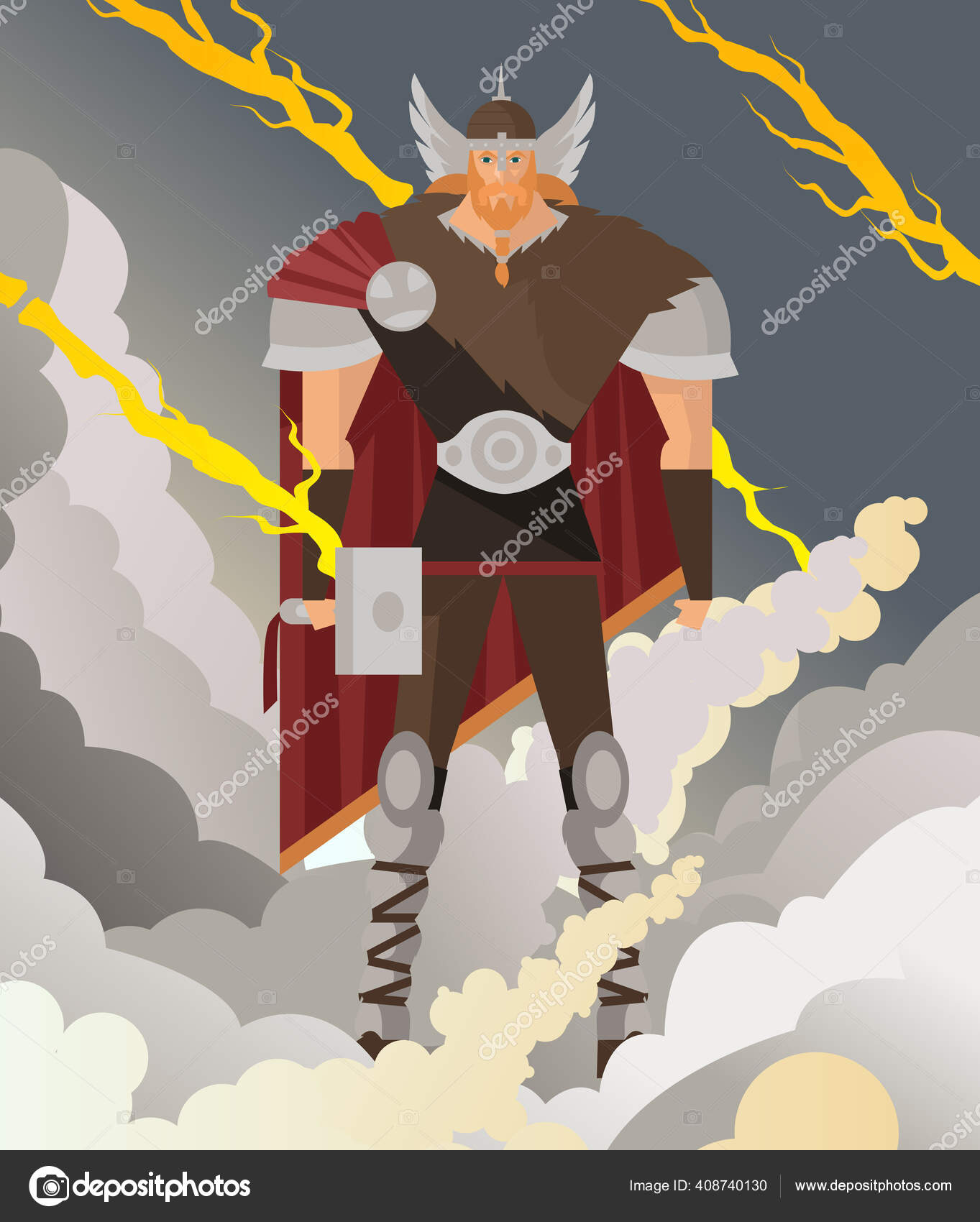 Scandinavian Norse Mythology Thor Strong God Thunder Hammer Stock ...