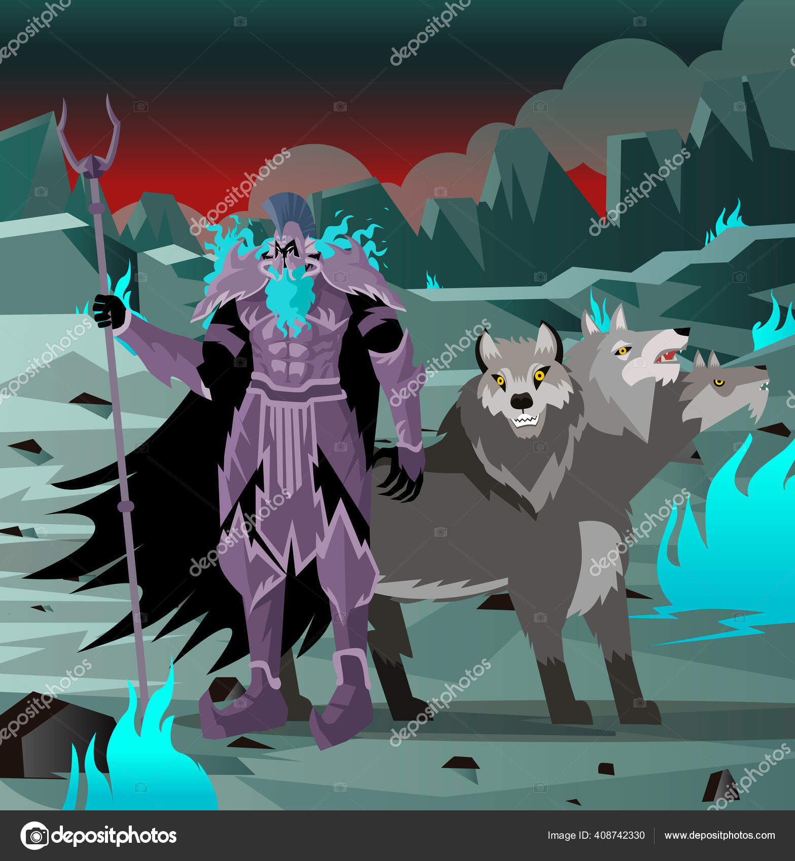 Dark Knight Hades Greek Mythology God Underworld Stock Vector by ©matintheworld 408742330